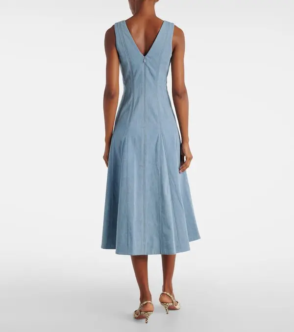 Veronica Beard Lou Pleated Denim Midi Dress