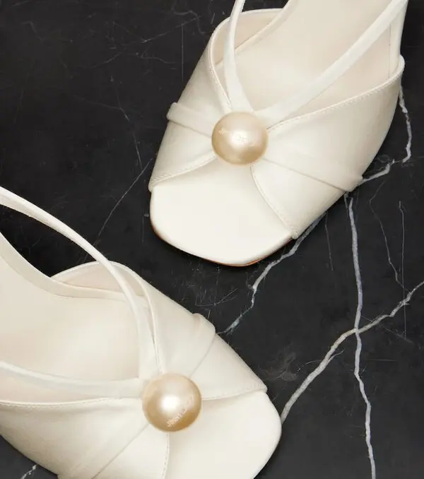 JIMMY CHOO Siva 95 Embellished Satin Sandals - White