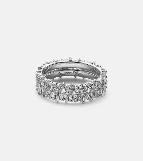 SUZANNE KALAN Icon Mini 18kt White Gold Diamond Tech Ring Jackets - Silver