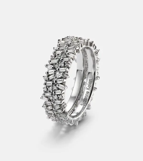 SUZANNE KALAN Icon Mini 18kt White Gold Diamond Tech Ring Jackets