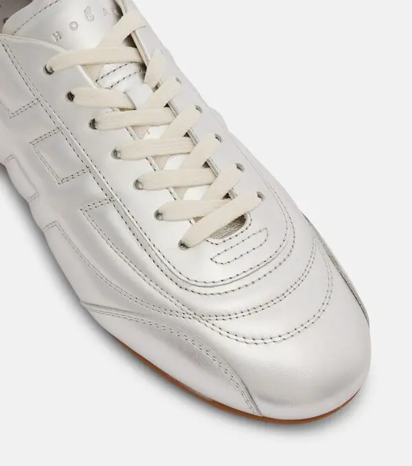 Hogan Olympia Metallic Leather Sneakers - Silver