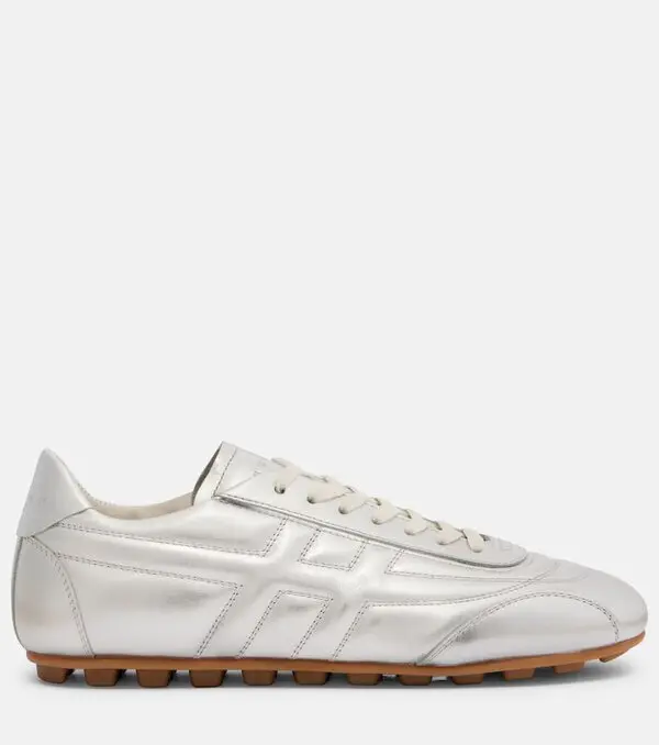 Hogan Olympia Metallic Leather Sneakers - Silver