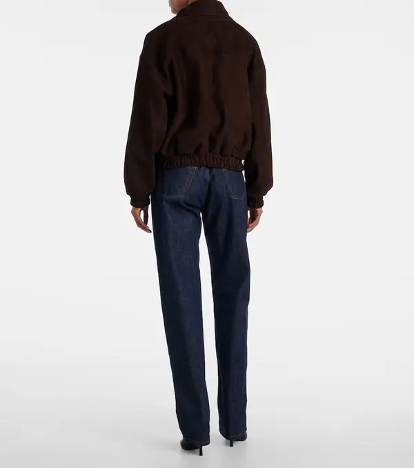 Magda Butrym Suede Bomber Jacket - Brown