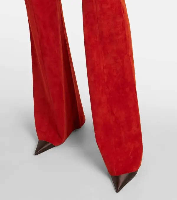 Stouls Gege High-rise Flare Suede Pants - Red