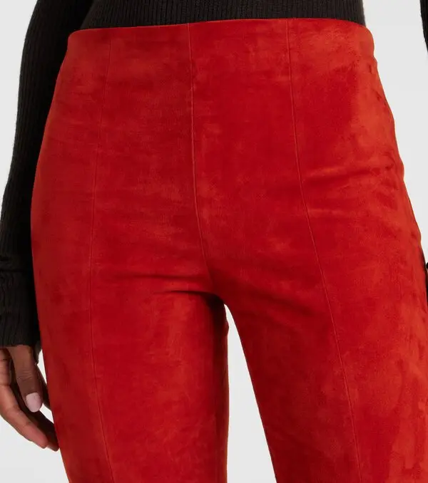 Stouls Gege High-rise Flare Suede Pants - Red