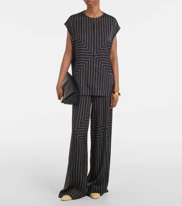 JOSEPH Louison Striped Silk-blend Top