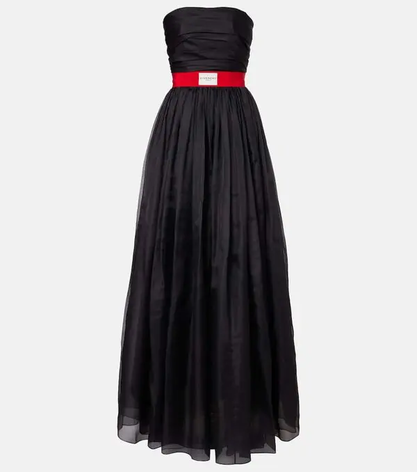 Givenchy Belted Silk Organza Bustier Gown