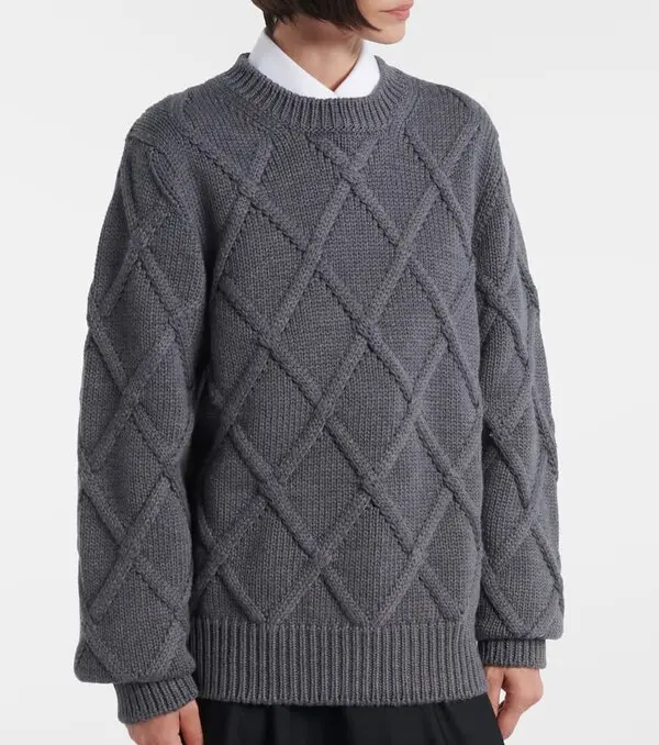 JIL SANDER Cable-knit Virgin Wool Sweater - Grey