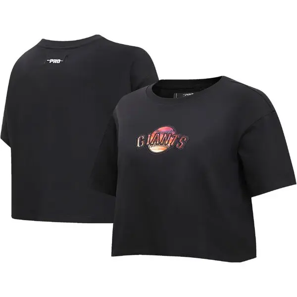 PRO STANDARD San Francisco Giants Painted Sky Boxy Cropped T-shirt - Black