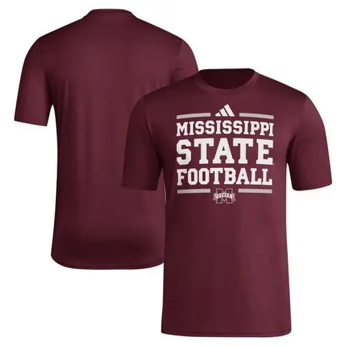 Adidas Mississippi State Bulldogs Locker Football Pre-game Aeroready T-shirt - Maroon