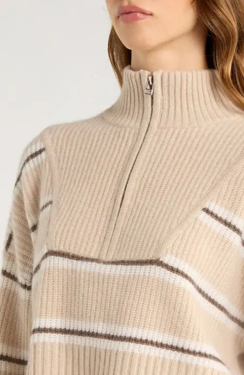 Staud Hampton Crop Cashmere Sweater - Whisper Stripe