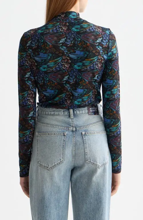 Scotch & Soda Printed Mock Neck Top - Pheasant
