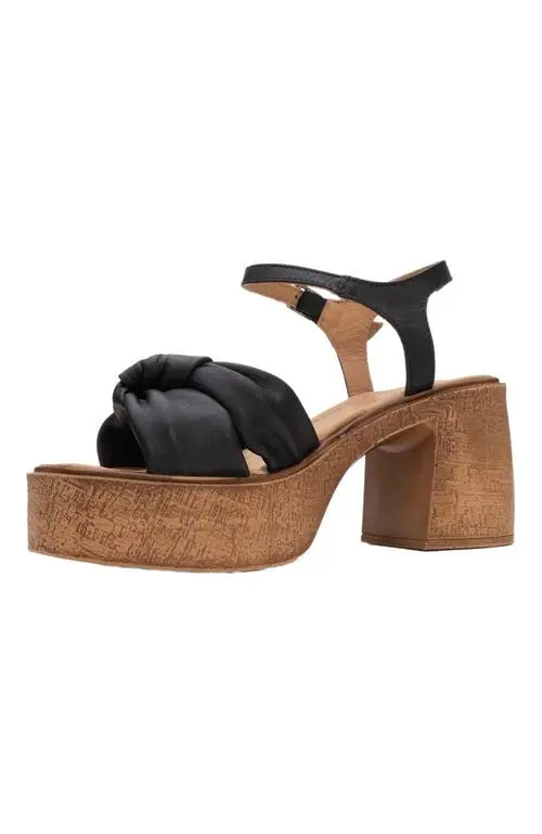FOREVER & ALWAYS SHOES Platform Wedge Leather Sandals - Black Leather