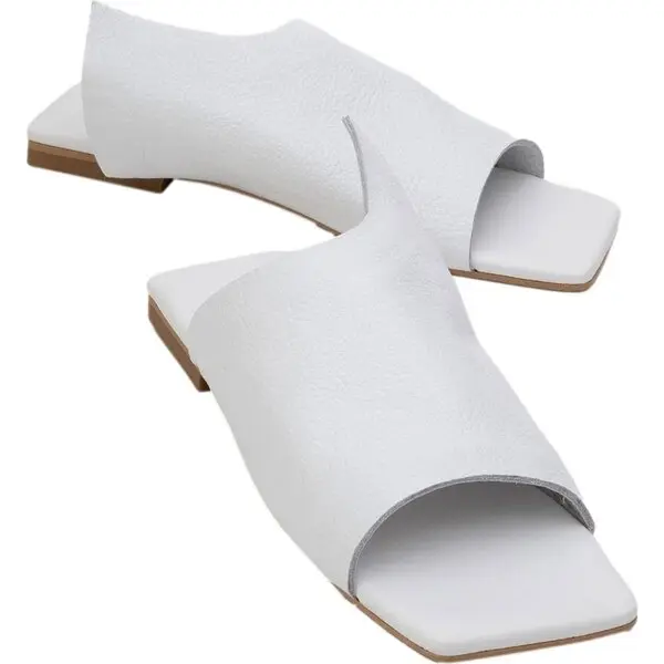 FOREVER & ALWAYS SHOES Leather Slide Sandal - White Leather
