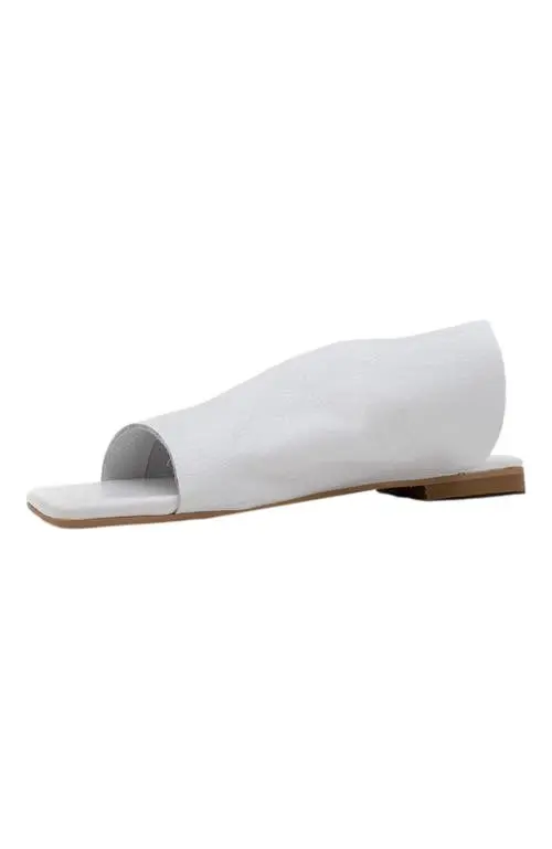 FOREVER & ALWAYS SHOES Leather Slide Sandal - White Leather