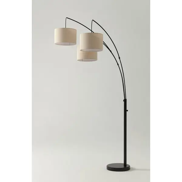 BRIGHTECH Trilage 84" Adjustable Tall Led Floor Lamp With 3 Fabric Drum Shades - Classic Black
