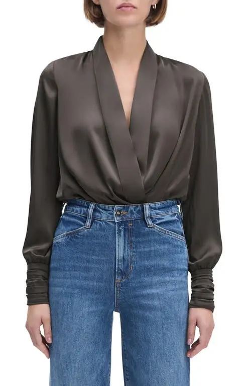 FAVORITE DAUGHTER Satin Bodysuit - Coffee