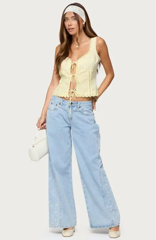 EDIKTED Eyelet Tie Front Tank - Yellow