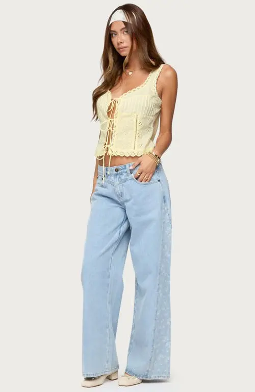 EDIKTED Eyelet Tie Front Tank - Yellow