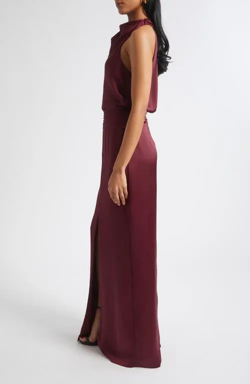 Ramy Brook Charmayne Sleeveless Satin Gown - Cranberry
