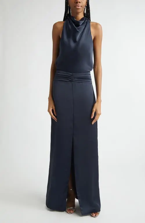 Ramy Brook Charmayne Sleeveless Satin Gown - Navy