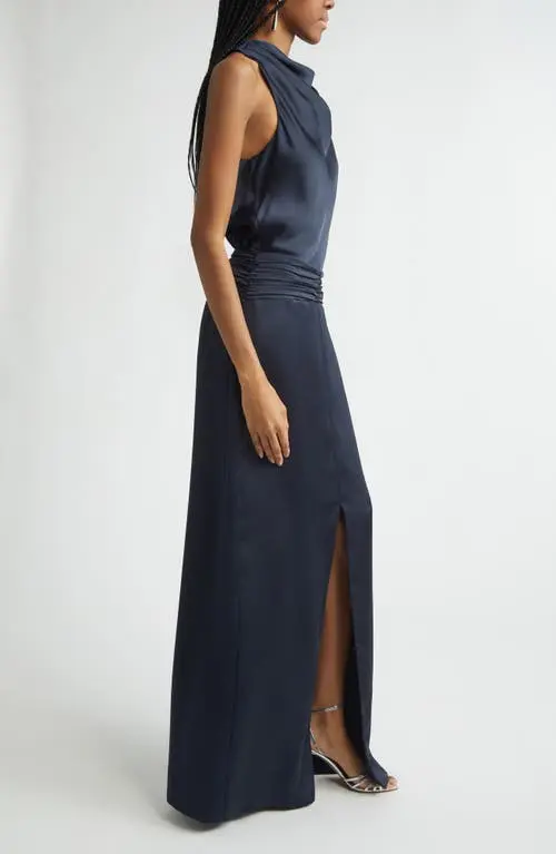 Ramy Brook Charmayne Sleeveless Satin Gown - Navy
