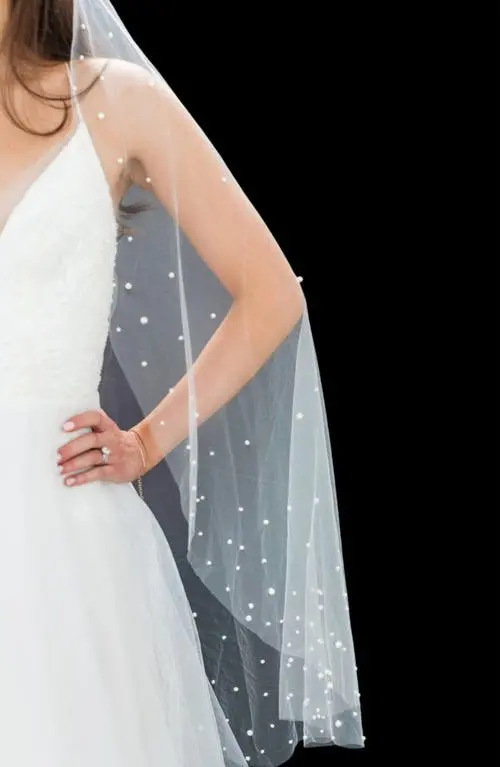 Brides & Hairpins Verity Freshwater Pearl Edge Fingertip Veil