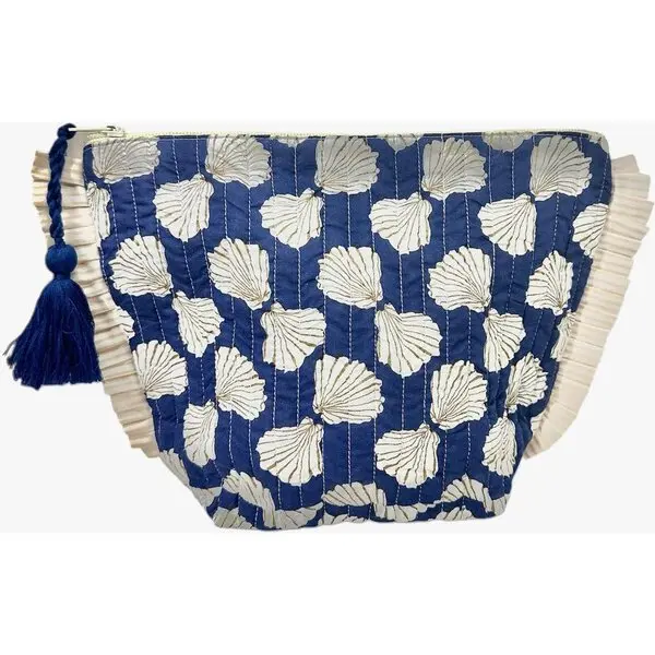 MER ST. BARTH La Plage Ruffle Pouch - Shell Beach Navy