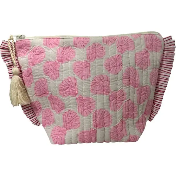 MER ST. BARTH La Plage Ruffle Pouch - Shell Beach Pink