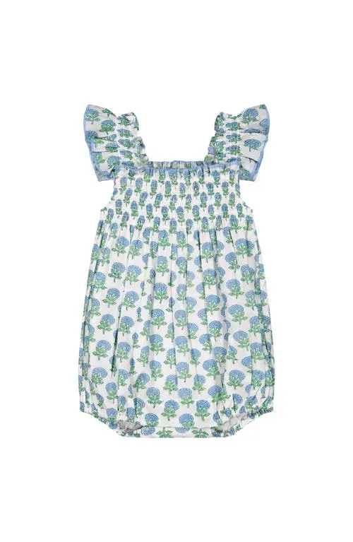 MER ST. BARTH Leila Baby Romper - Aqua Floral Block Print