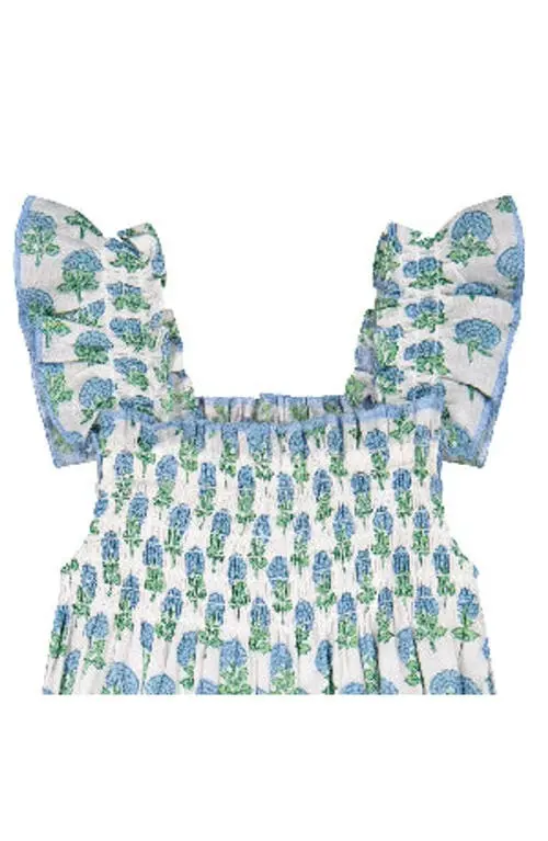 MER ST. BARTH Leila Baby Romper - Aqua Floral Block Print