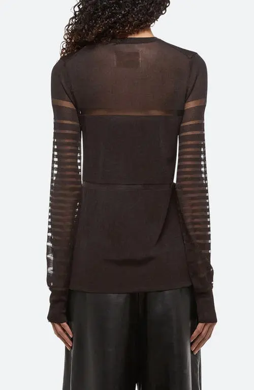 Helmut Lang Burnout Stripe Sheer Top
