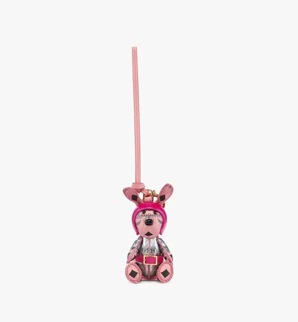 Mcm Rabbit Charm In Visetos - Soft Pink