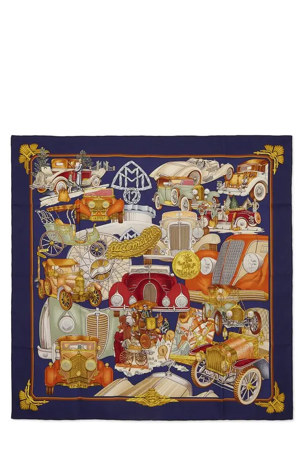 Hermès Multicolor 'automobile' Silk Scarf 90