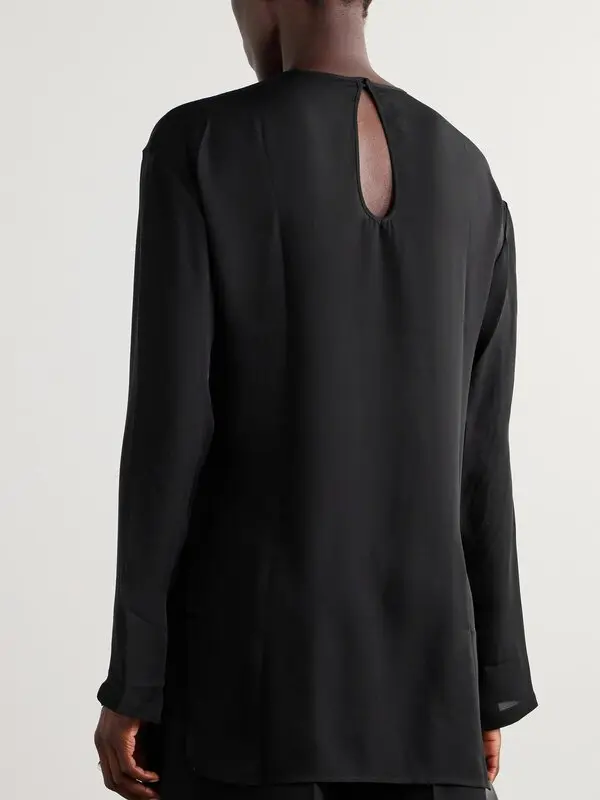 Wardrobe.NYC Silk-georgette Blouse