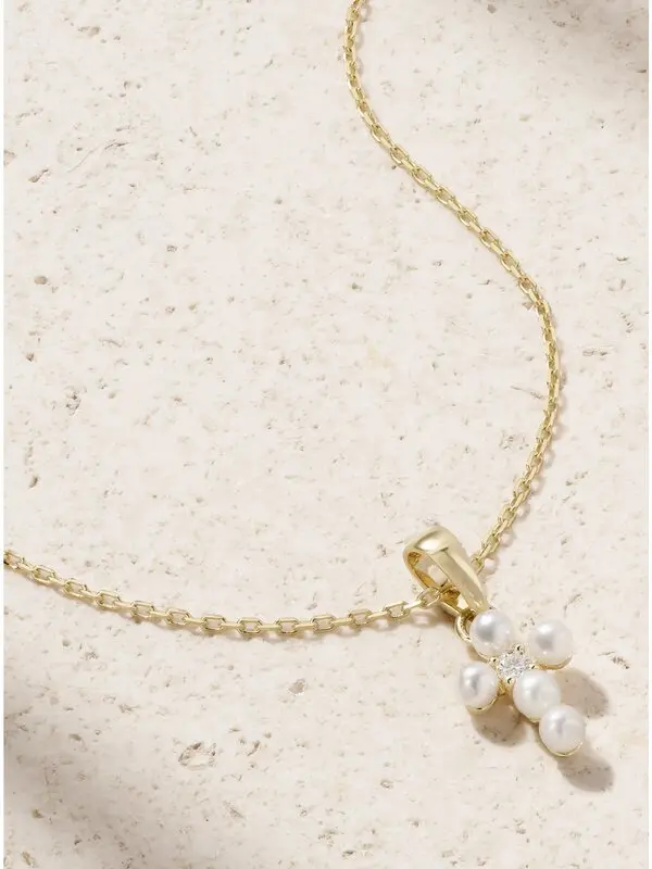 Mizuki 14-karat Pearl And Diamond Necklace - Gold