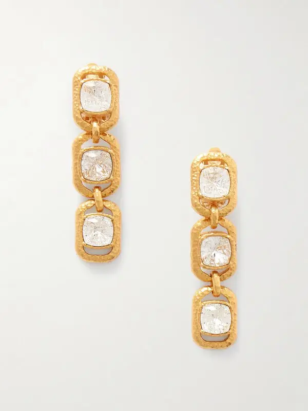 Oscar De La Renta Crystal Clip Earrings - Gold