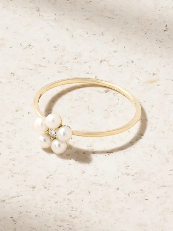 Mizuki 14-karat Pearl And Diamond Ring - Gold