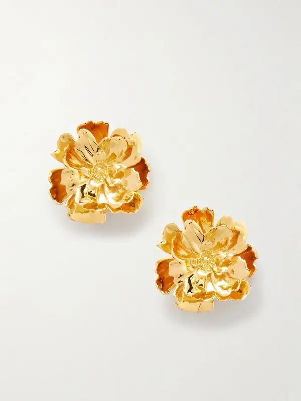 Oscar De La Renta Peony Clip-on Earrings - Gold