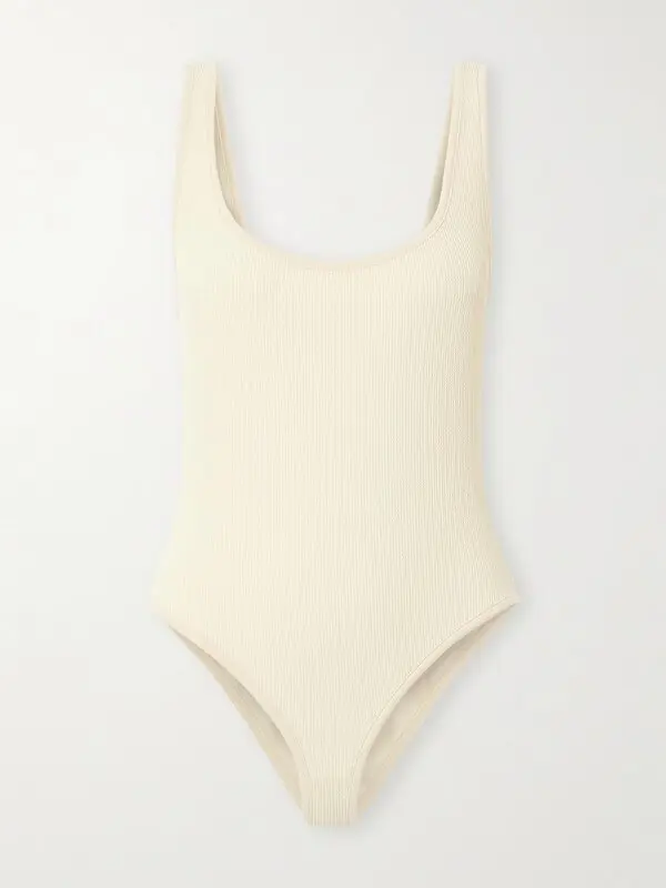 Johanna Ortiz Explorer Recycled-seersucker Swimsuit - Neutrals