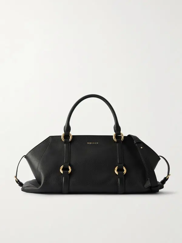 Alexander McQueen Farringdon Medium Textured-leather Shoulder Bag - Black