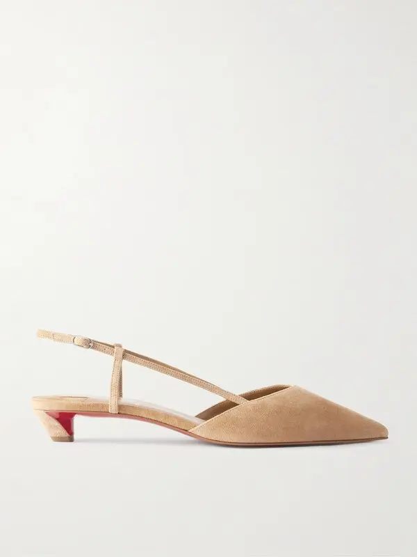 CHRISTIAN LOUBOUTIN Miss Z Slingina Suede Slingback Pumps - Neutrals