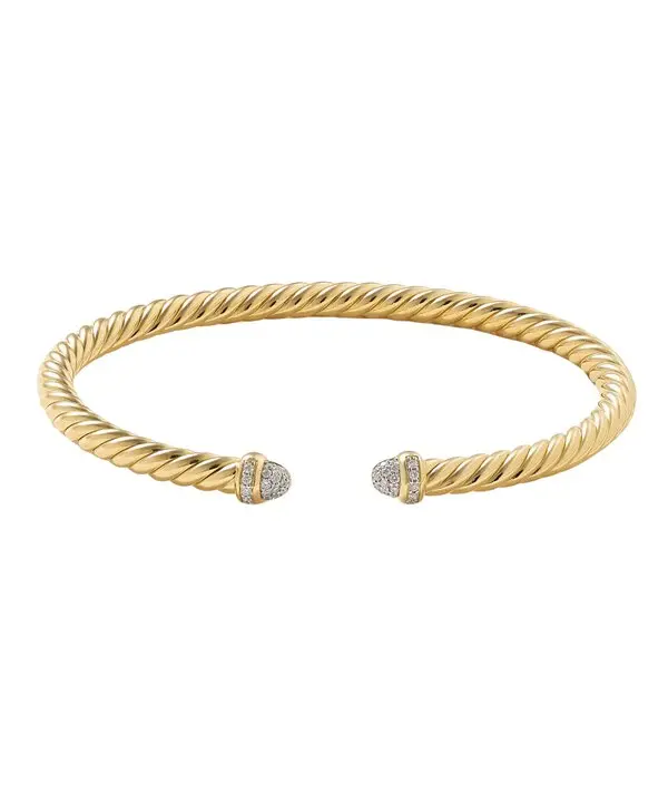 David Yurman Cablespira Flex Diamond Cuff - Gold