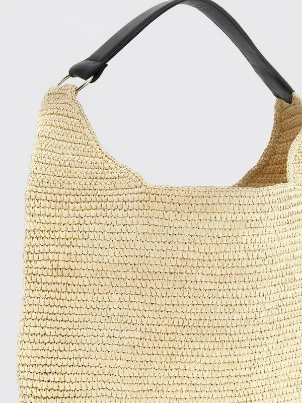 MAISON MICHEL Raffia Shoulder Bag - Black