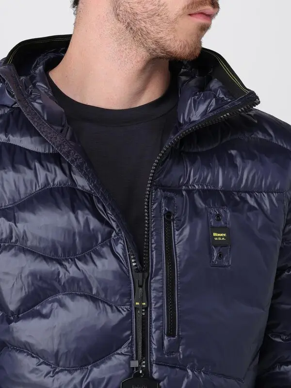 BLAUER. Hooded Quilted Jacket - Blue