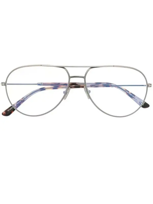 TOM FORD Double-bridge Full Rim Aviator Glasses - Silver