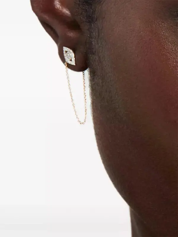 Mateo 14k White Gold Diamond Evil Eye Chain Earrings - Silver