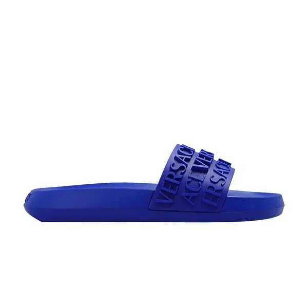 Versace Allover Logo Slides - Blue