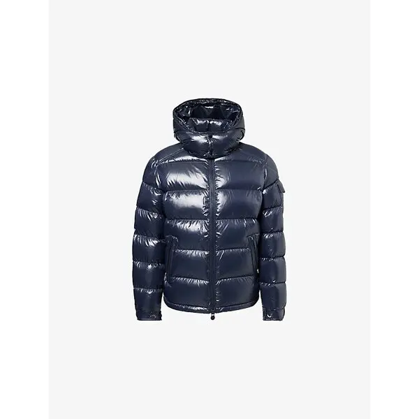 Moncler Maya Logo-patch Padded Shell-down Jacket - Navy