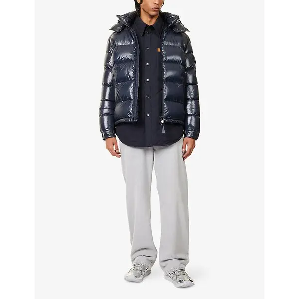 Moncler Maya Logo-patch Padded Shell-down Jacket - Navy